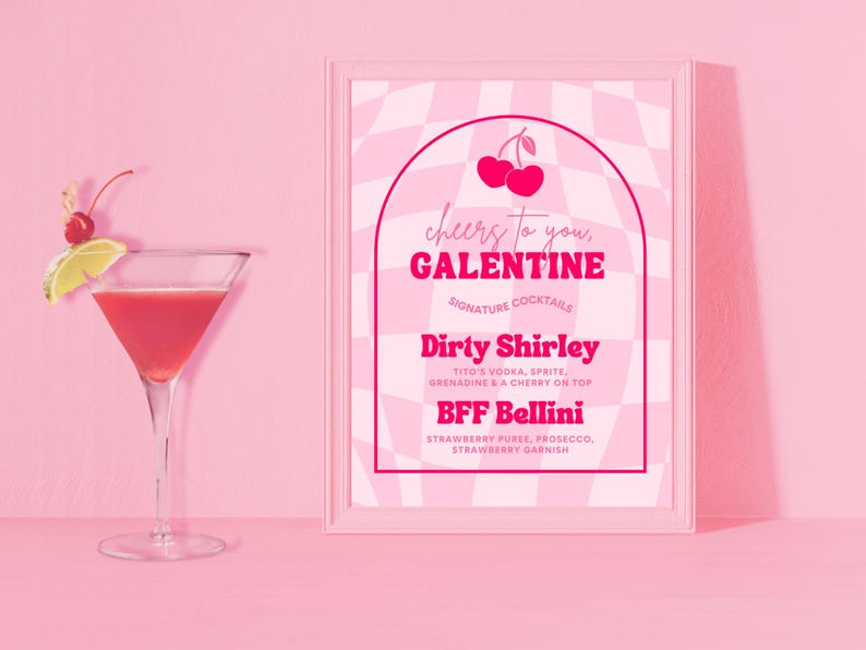 Galentine's Girls Night Bar Sign Template, Galentine's Bar Sign 8"x10 ...