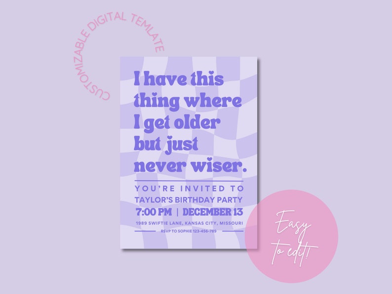 Taylor Swift Inspired Birthday Party Invitation Template, Anti-hero ... Taylor Swift Inspired Birthday Party Invitation Template, Anti-hero ...
