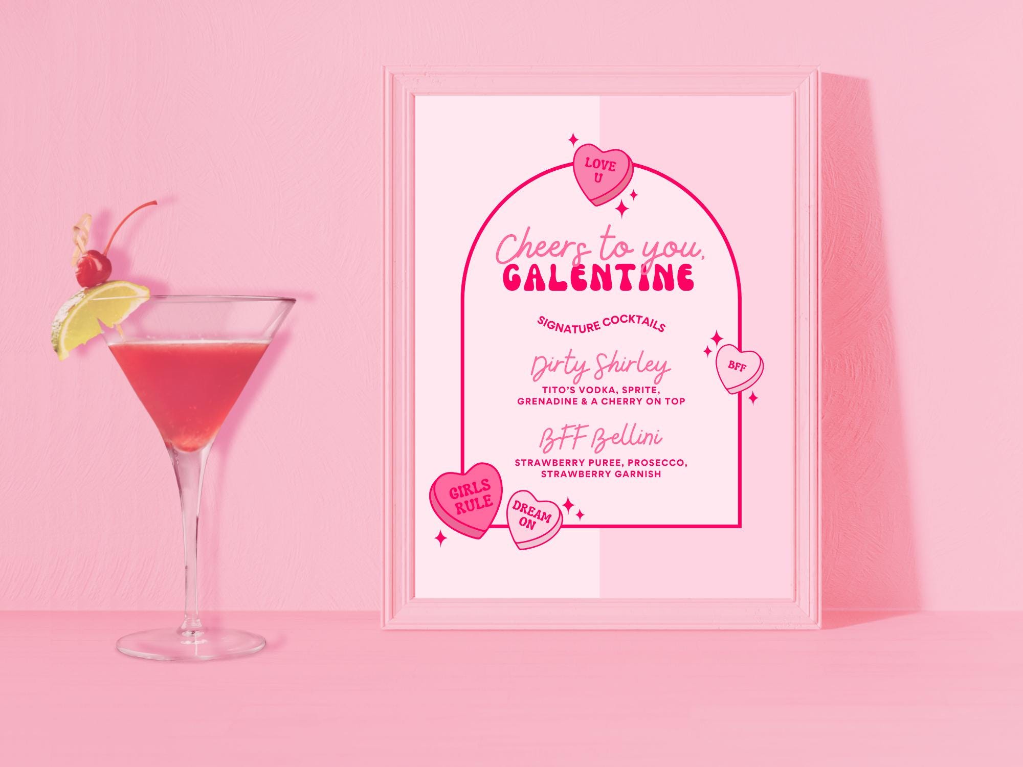 Galentine's Day Bar Sign Template, Galentine's Bar Sign 8"x10", Pink ...