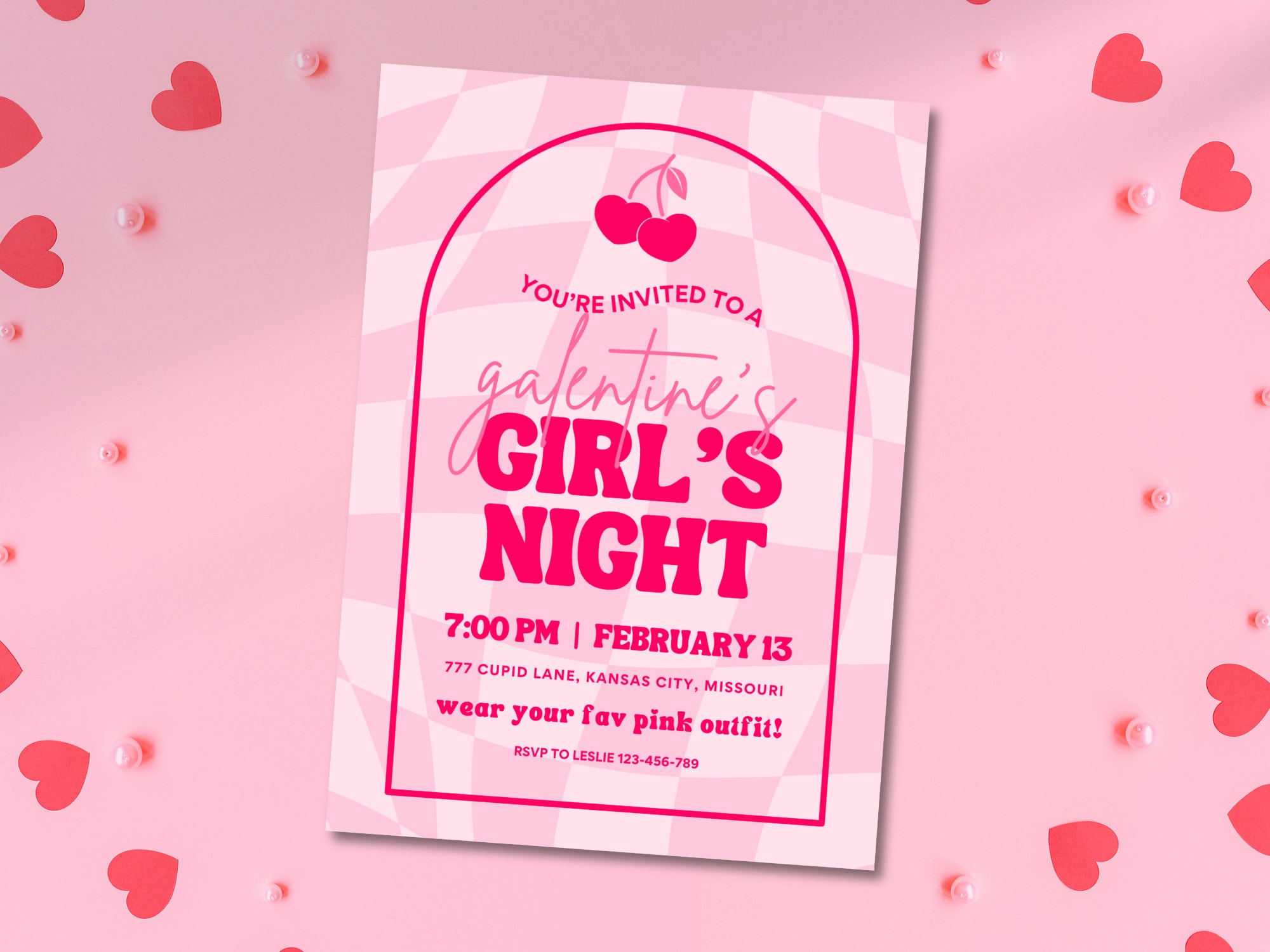 Galentine's Girls Night Invitation Template, Galentine's Invite, Pink ...