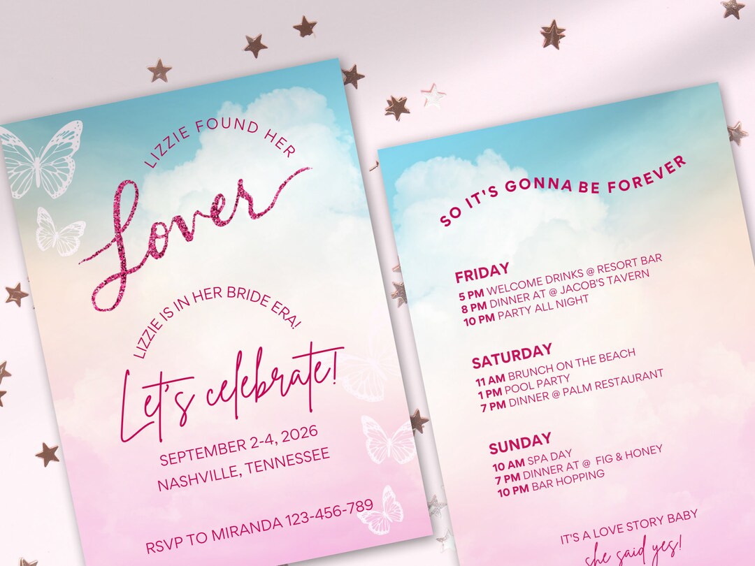 Taylor Swift Lover Bachelorette Party Invitation & Itinerary ...
