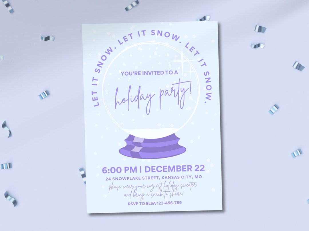 Holiday Party Invitation Template, Let It Snow - Snowglobe Design ...