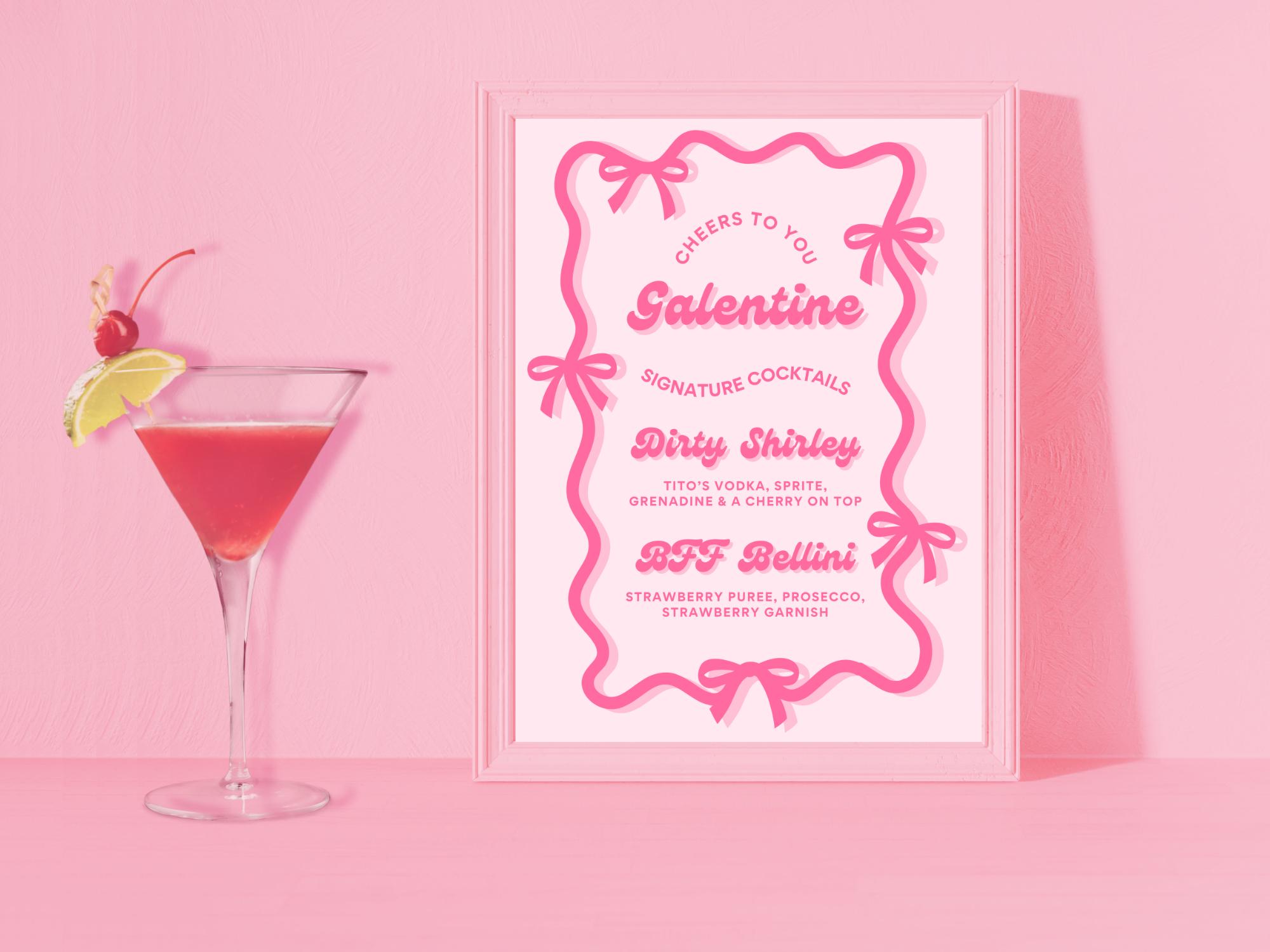 Galentine's Day Bar Sign Template, Galentine's Bar Sign 8"x10", Pink ...