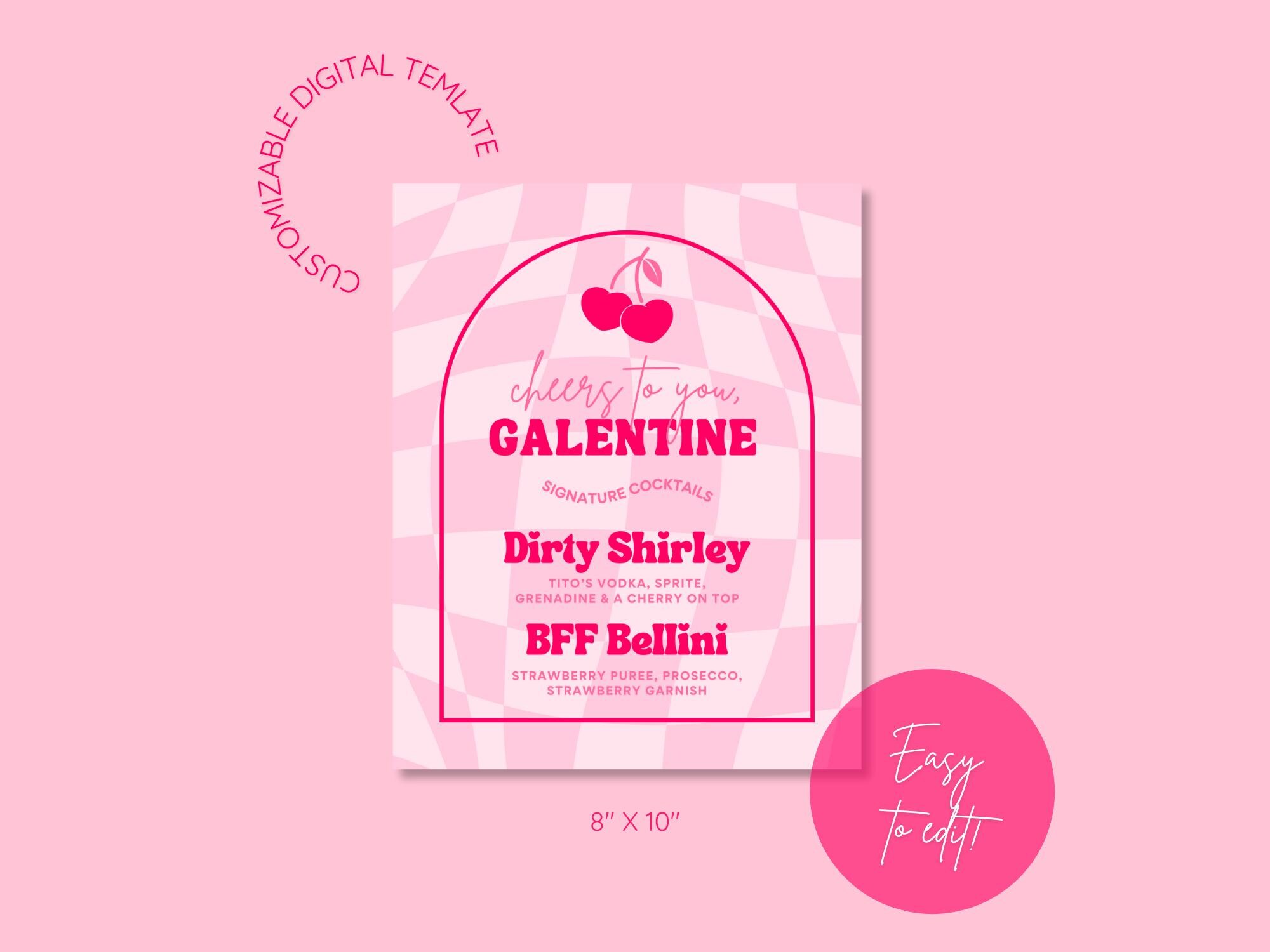 Galentine's Girls Night Bar Sign Template, Galentine's Bar Sign 8"x10 ...