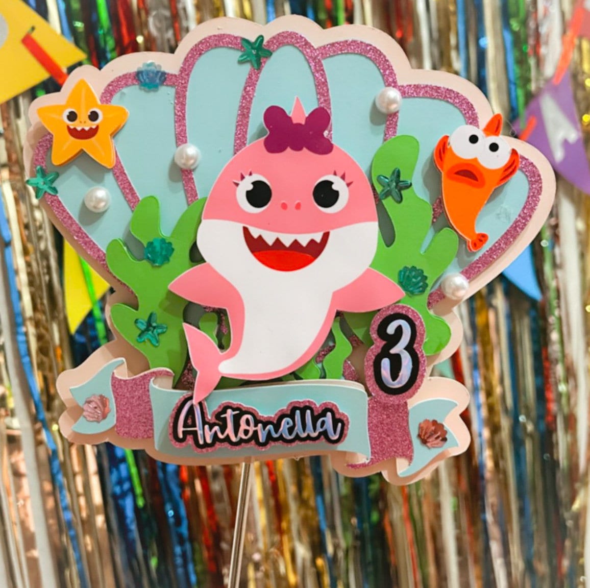 Pink Baby Shark Cake Topper -custom Girl Baby Shark Cake Topper - Baby Shark Party - Etsy