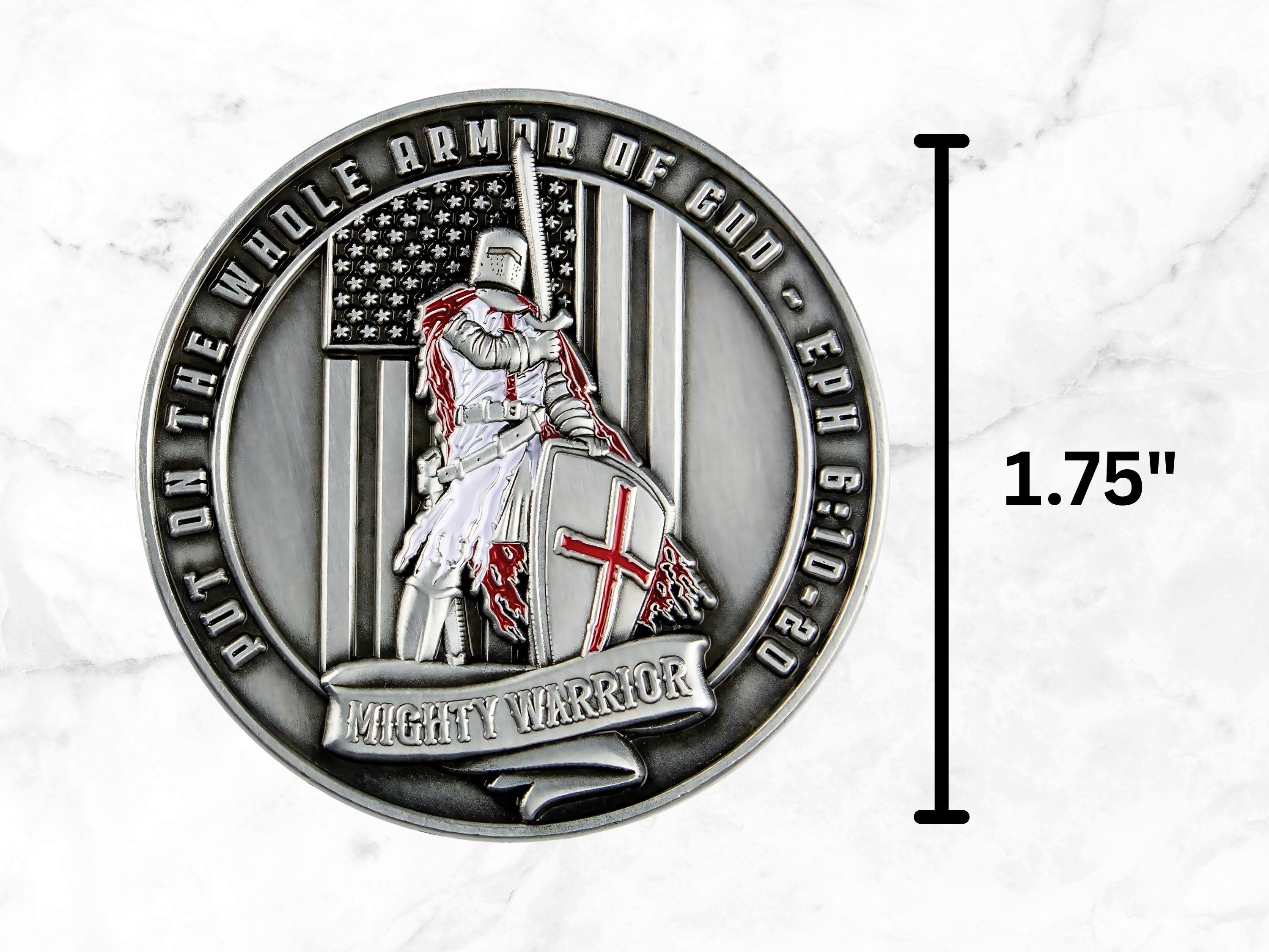 Mighty Warrior Coin | Armor of God Challenge Coin for Men | Ephesians 6 ...