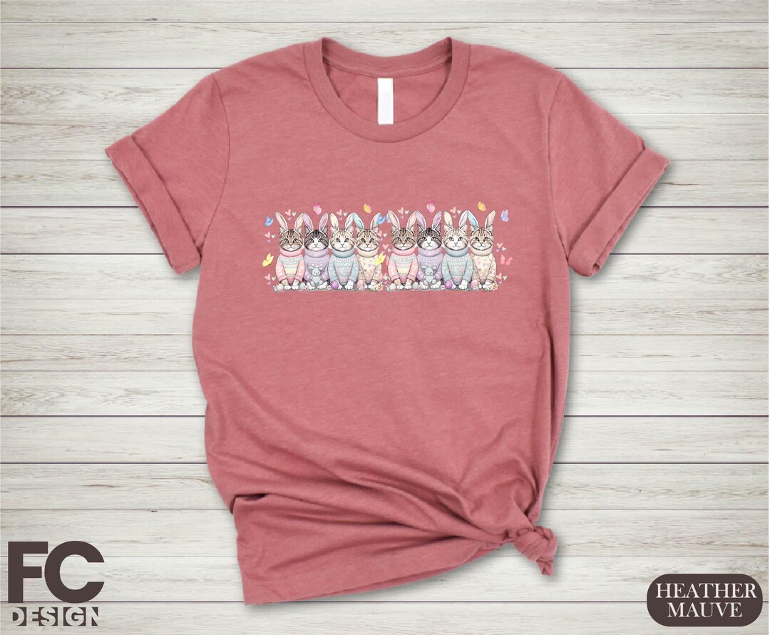 Easter Cat With Bunny Ears T-shirt, Cute Kitten Egg Hunt Tee, Cat Mom ...