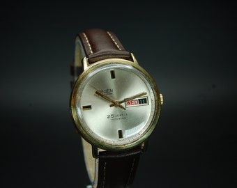 Gruen Precision Autowind Solid 14K585 Automatic Calendar Date Vintage ...