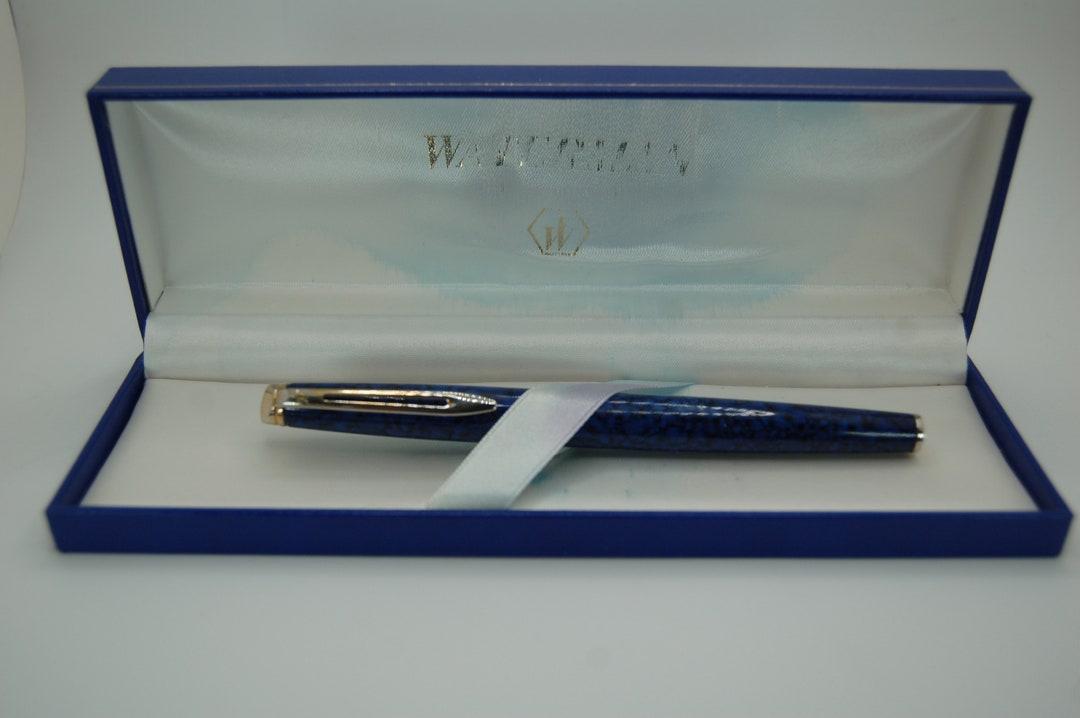 Vintage Waterman Hemisphere Blue Marble Fountain Pen - Etsy