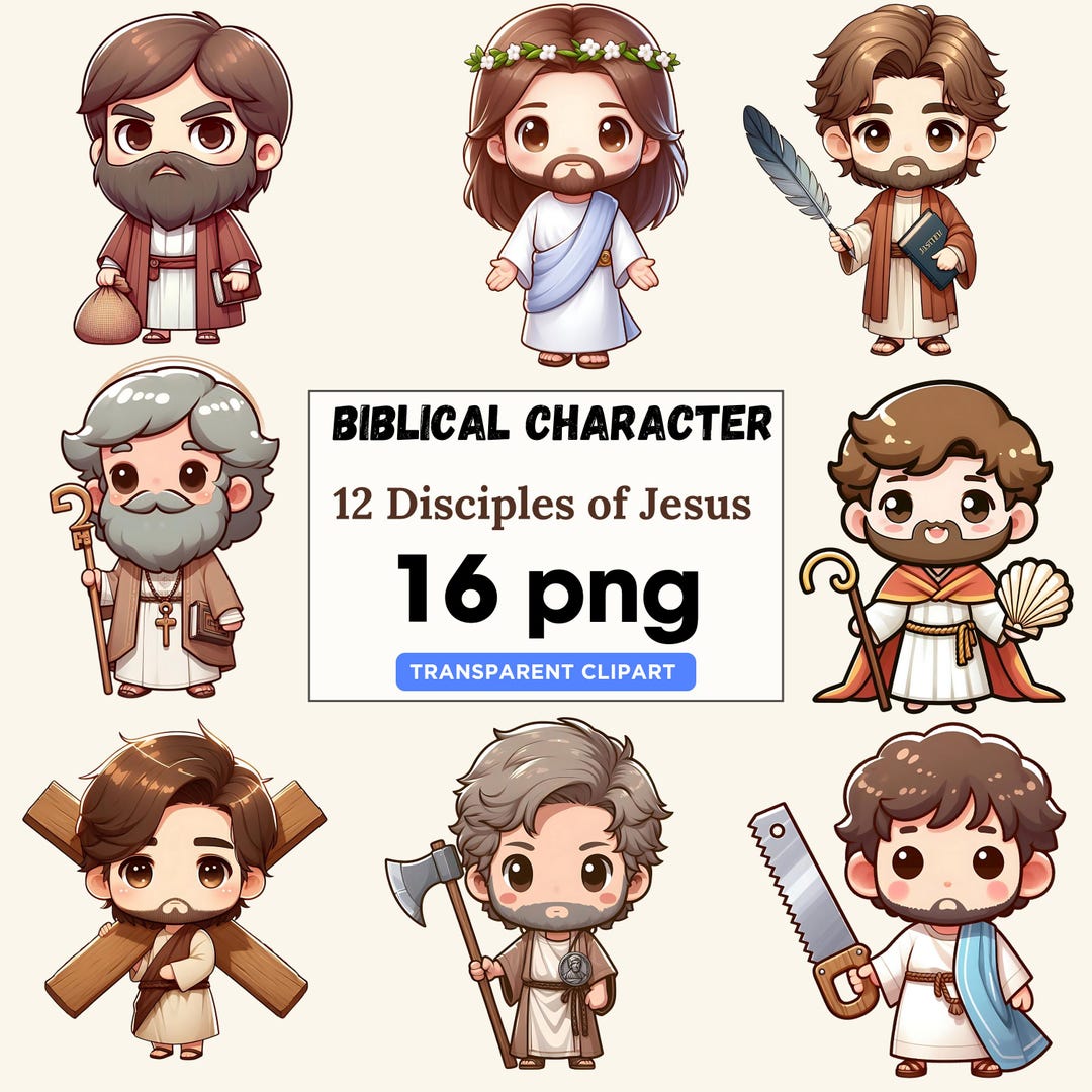 Jesus and 12 Disciples Clipart for Religious Projects, Bible Study ...