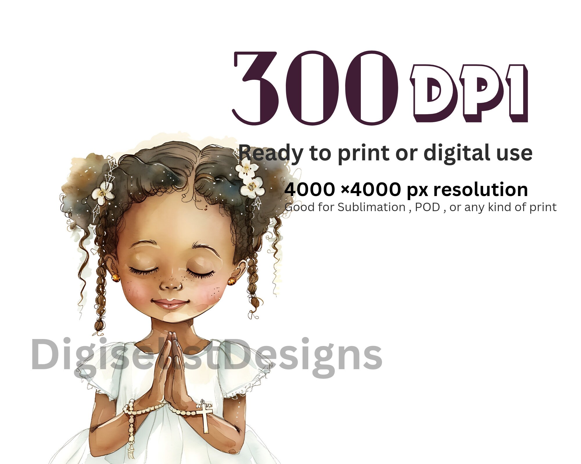 First Communion Girl Clipart,holy Confirmation , Watercolor ...