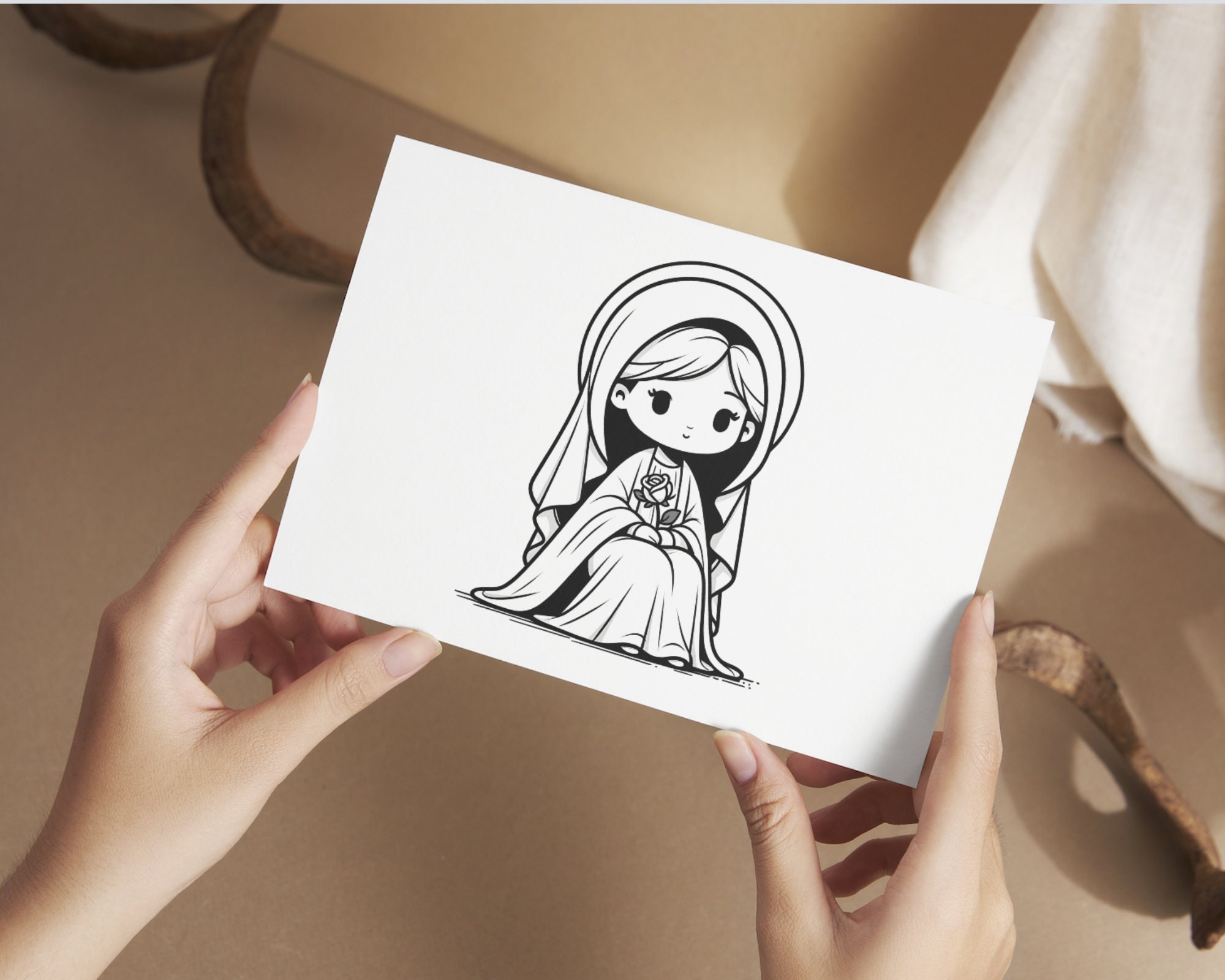 Mother Mary Coloring Page Clipart , Printable Coloring Book Page ...