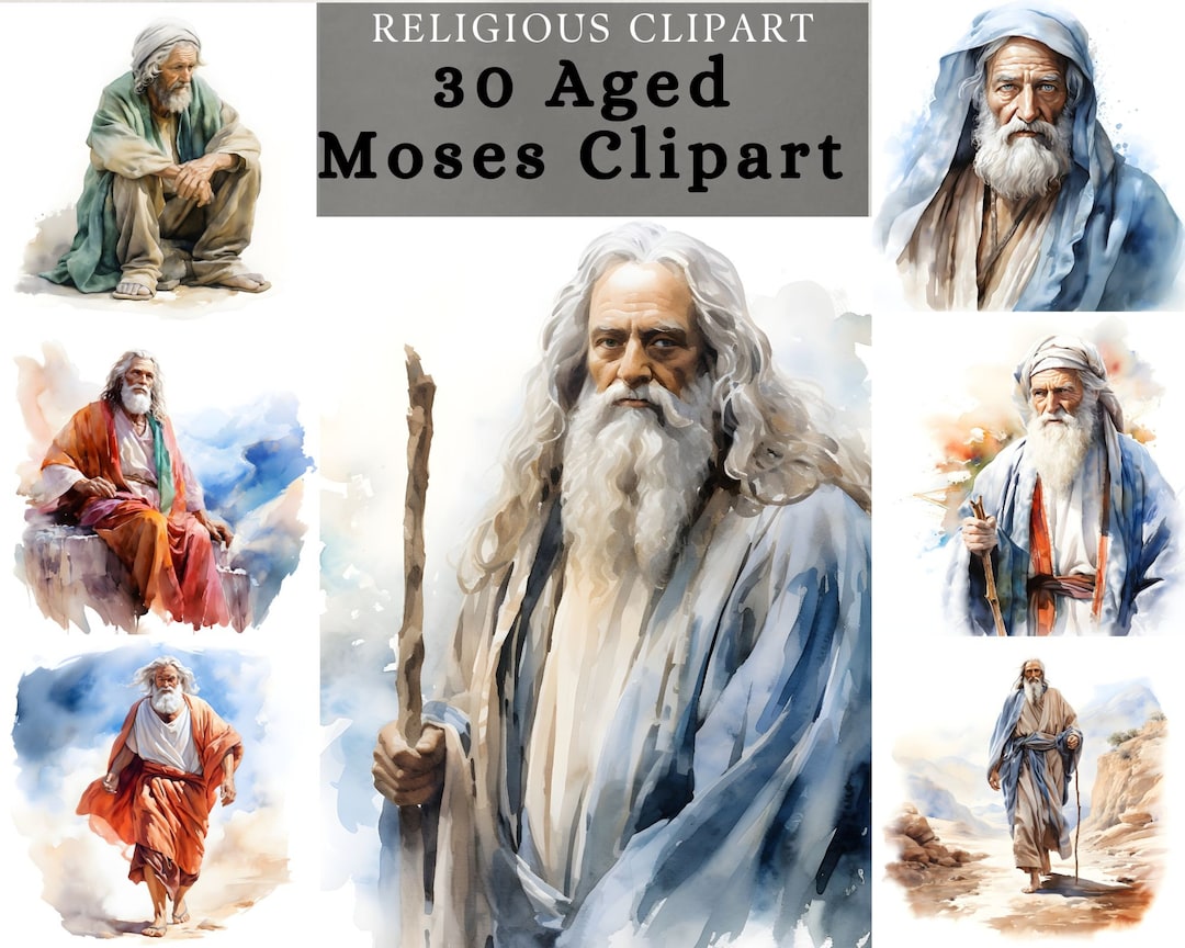Moses Clipart , Book of Moses , Watercolor Moses Sublimation Design for ...
