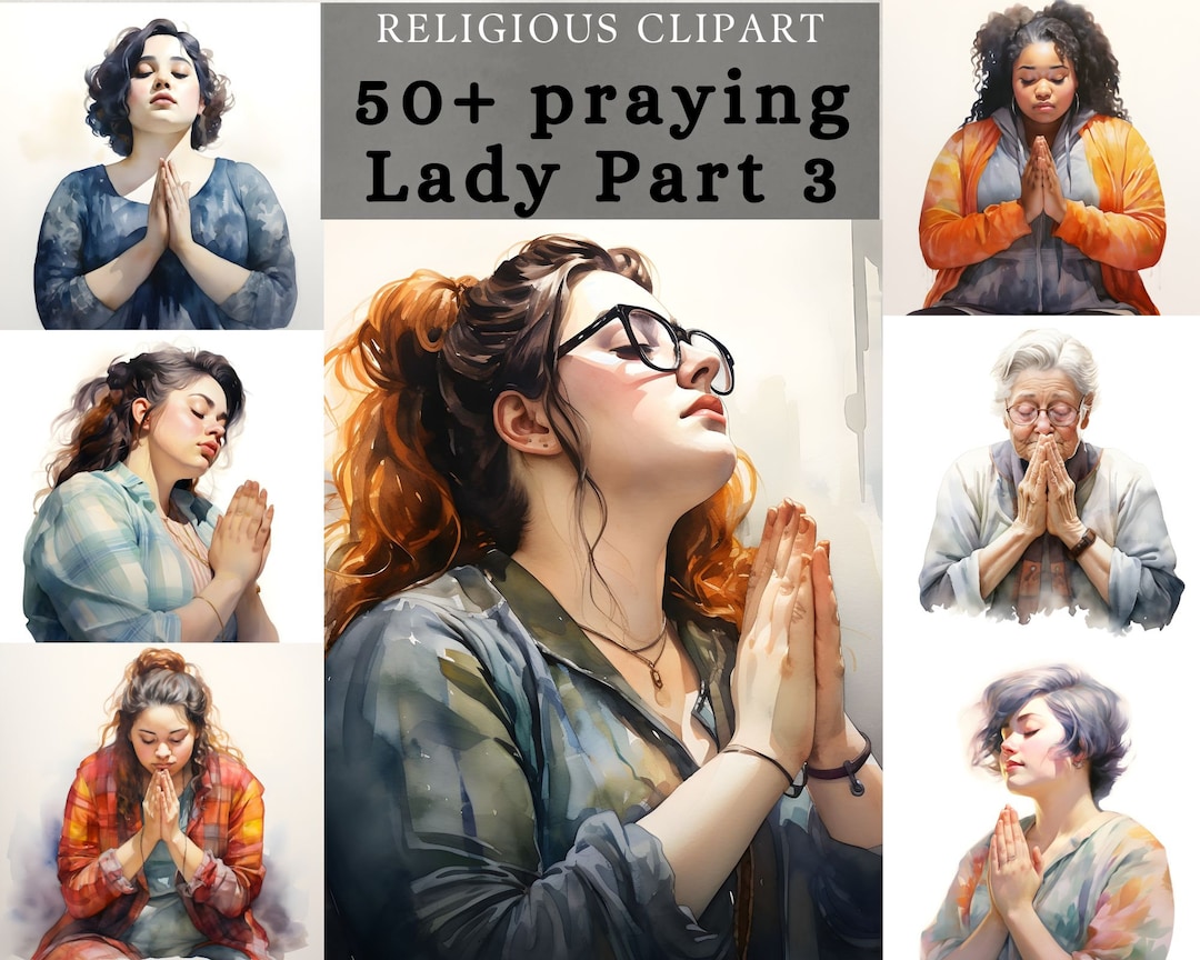 Praying Lady Clipart Vol 3 , Religious Lady Watercolor ,girl Praying to God , Christian ...