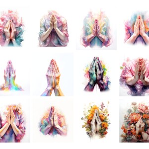 Praying Hands Clipart , Watercolor Religious Praying, Pastel Color ...