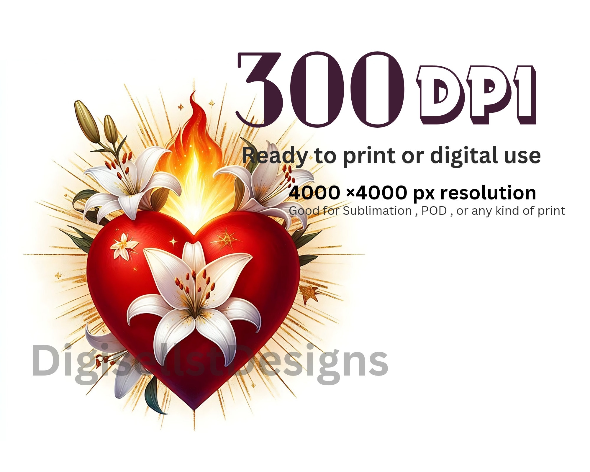 Chaste Heart Clipart , Watercolor Saint Joseph's Heart Sublimation ...