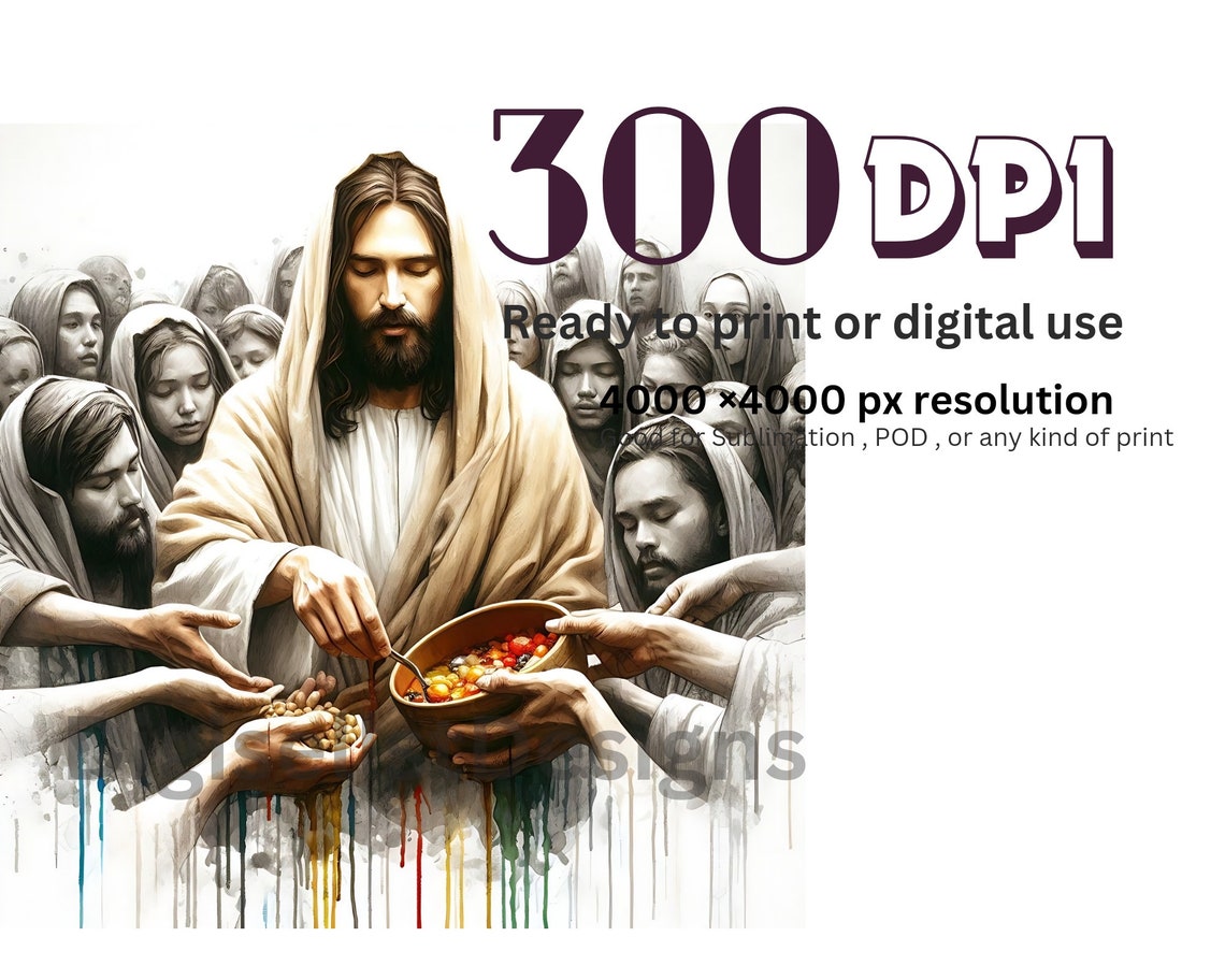 Jesus Feeding 5000 Clipart, Miracle of Jesus, Feeding the Multitude ...