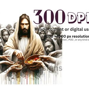 Jesus Feeding 5000 Clipart, Miracle of Jesus, Feeding the Multitude ...