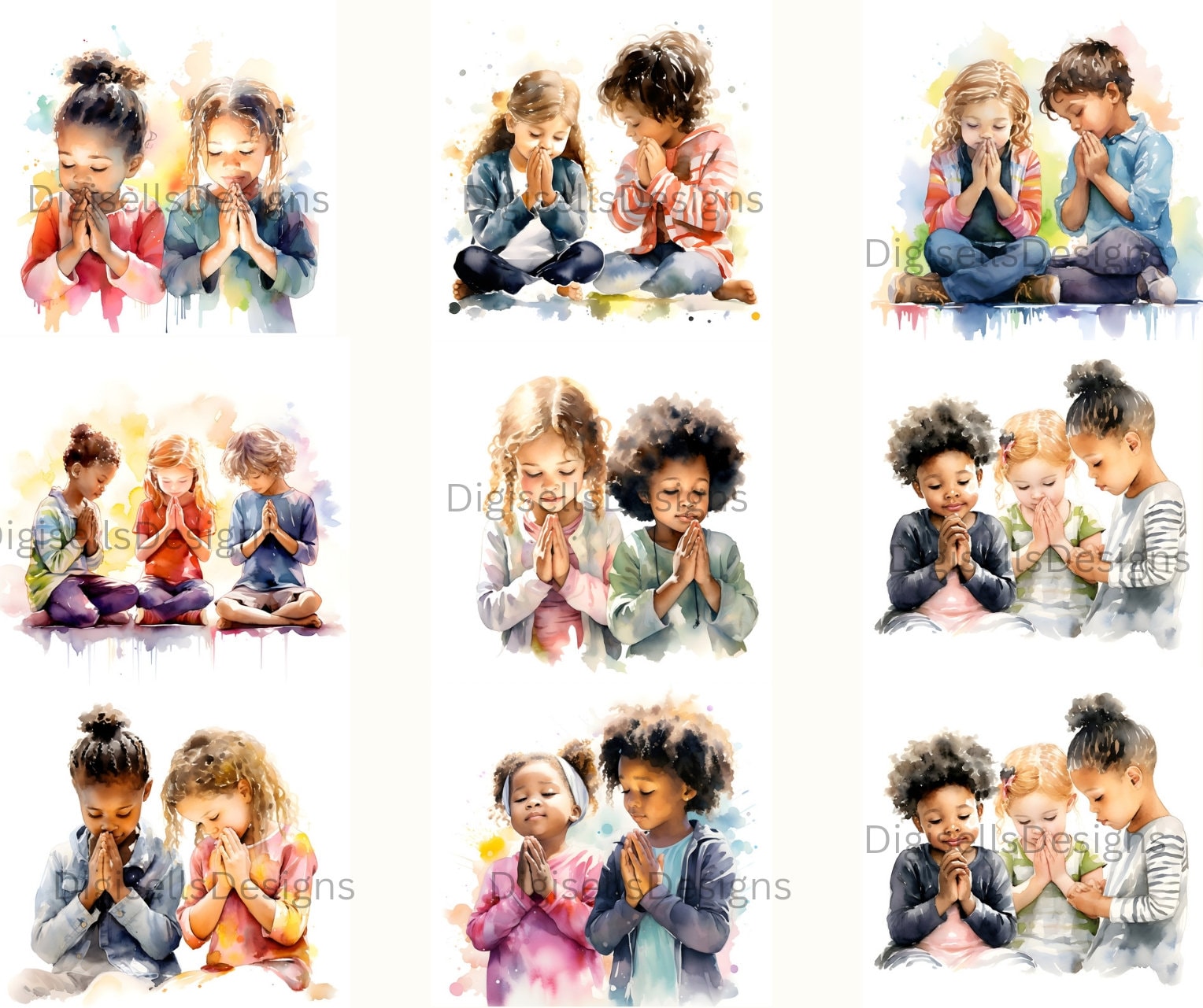 Joyful Kid Praying Clipart , Religious Children Praying, Comercial Use ...