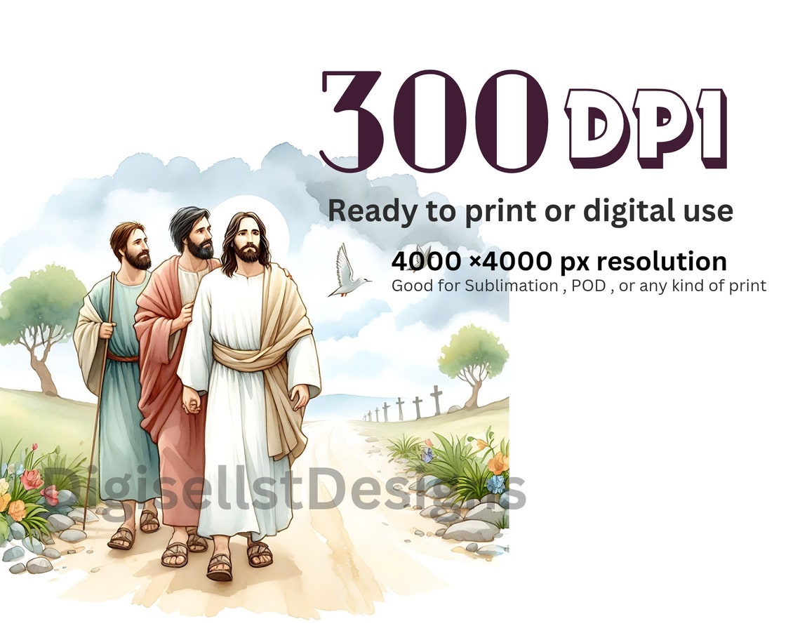 Road to Emmaus Clipart, Miracles of Jesus , Jesu Walking With Devoties ...