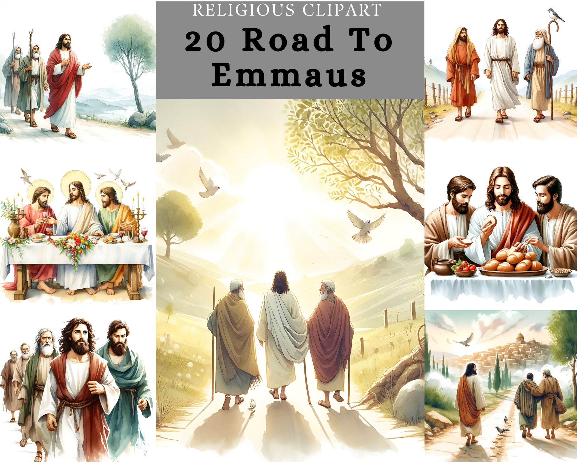 Road to Emmaus Clipart, Miracles of Jesus , Jesu Walking With Devoties ...
