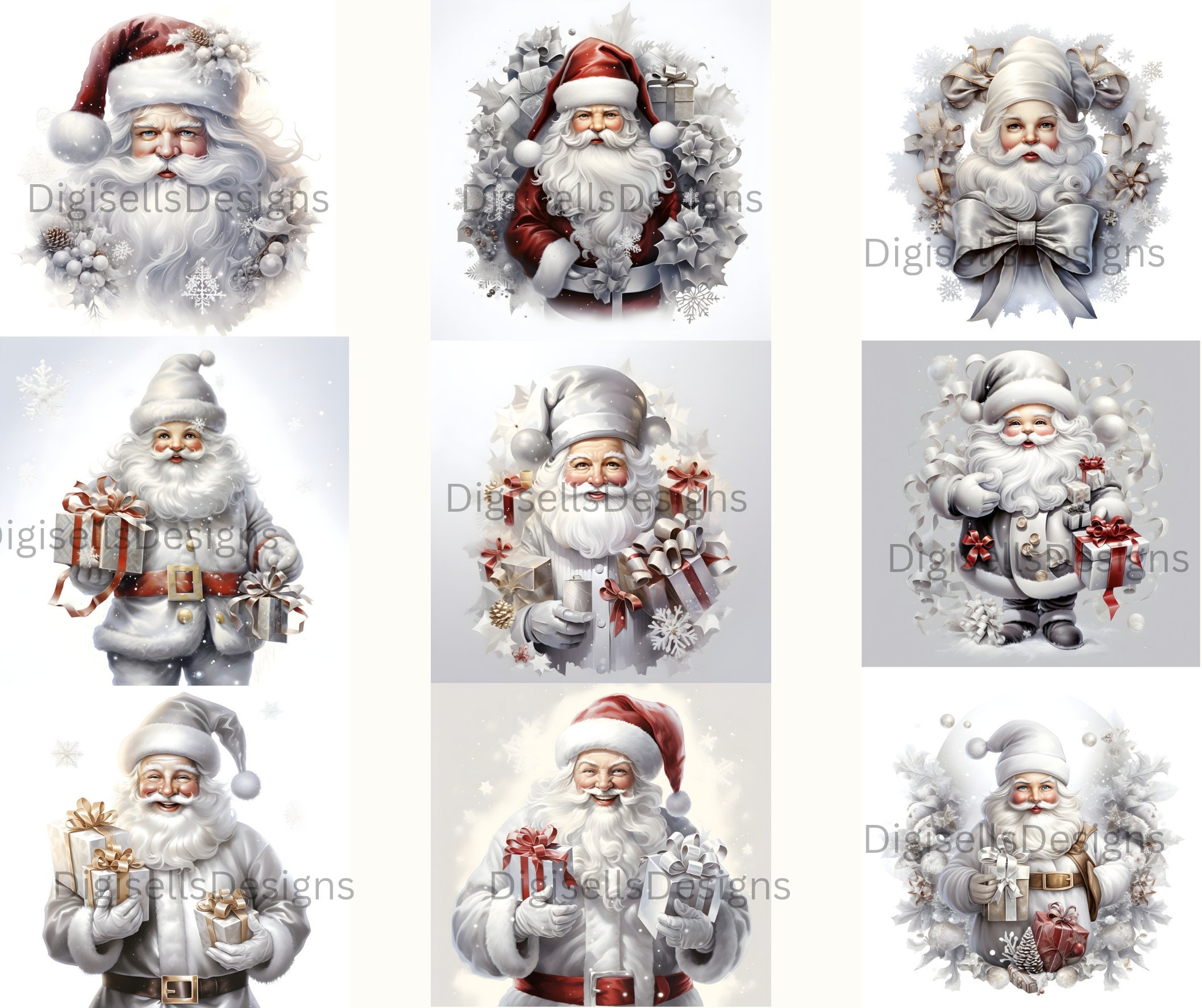 Silver Christmas Santa Clipart , Winter Christmas Santa Clipart PNG ...