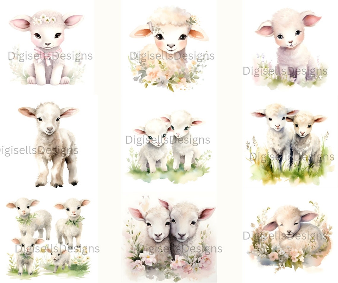 Cute Lamb Png Clipart , Watercolor Lamb Transparent Png , Floral Lamb ...