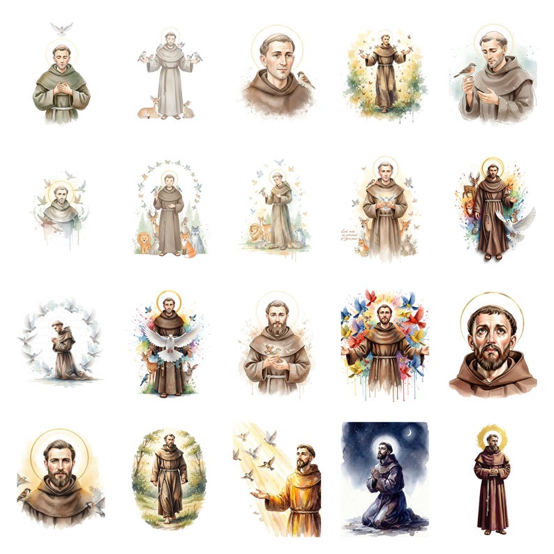 Saint Francis of Assisi Clipart,watercolor Style Christian Printable ...