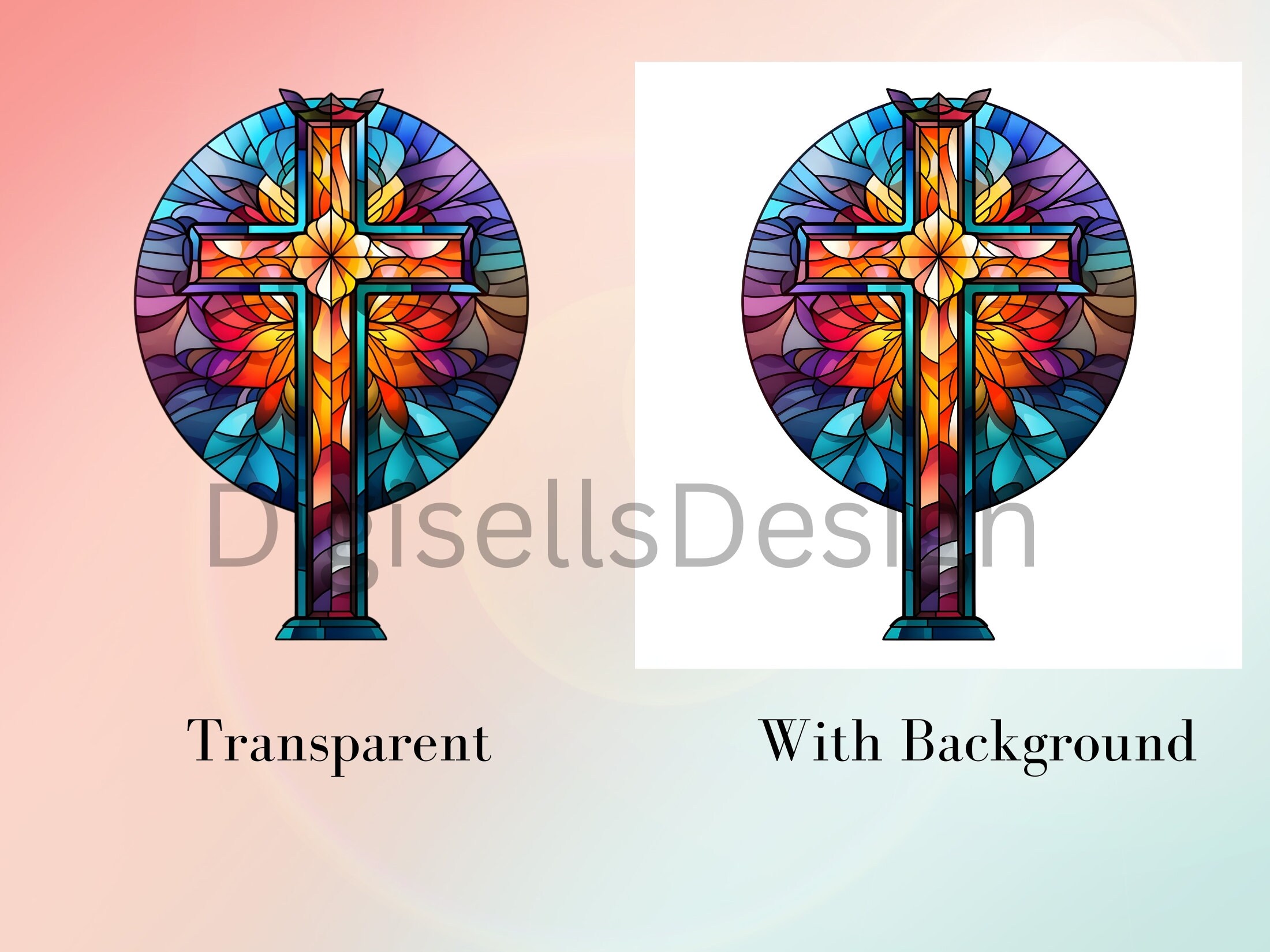 Stained Glass Holy Cross Clipart Elegan Christian Cross - Etsy