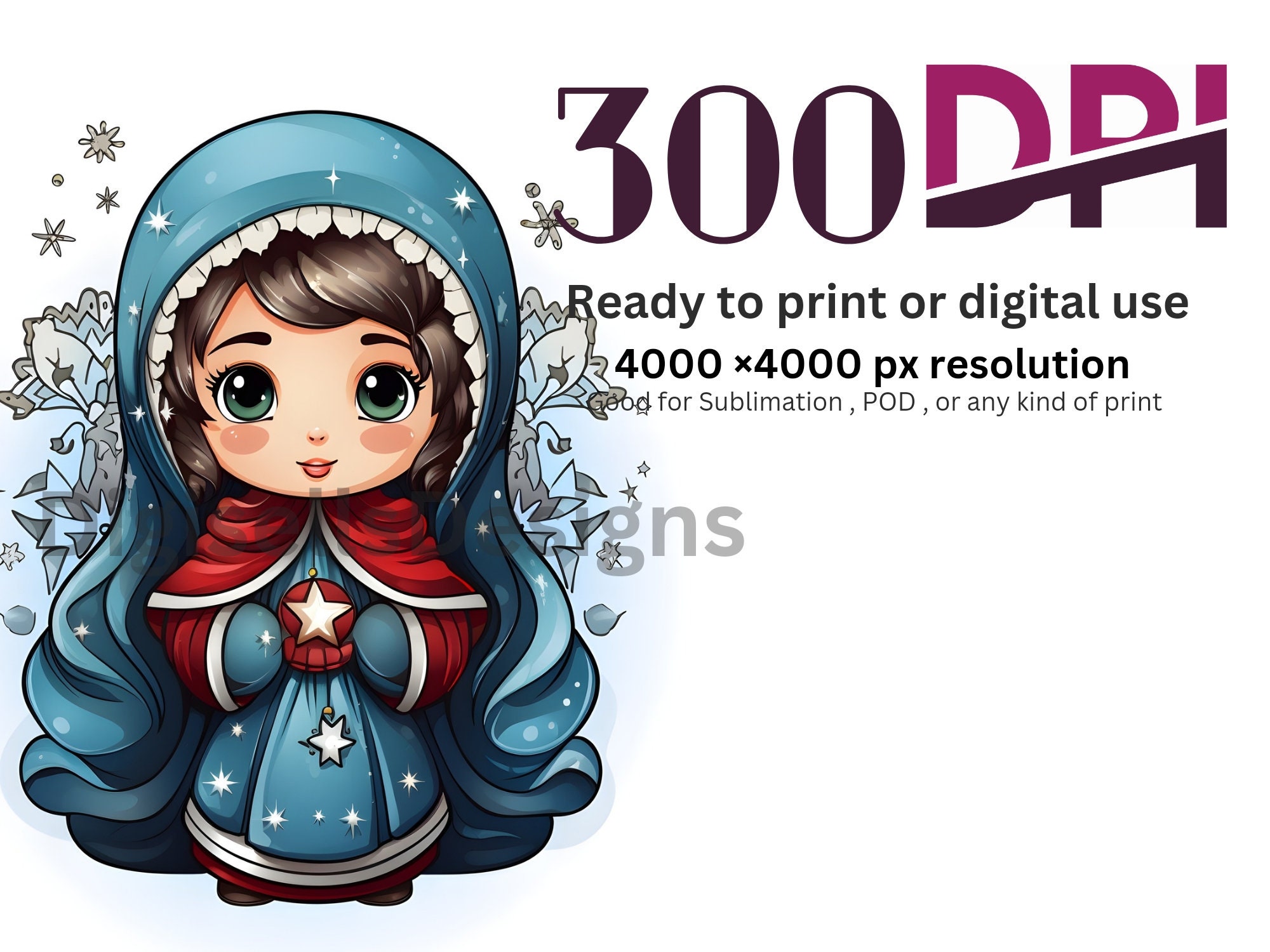 Animated Virgin Mary Clipart Cartoon Style Mary Portrait - Etsy Australia