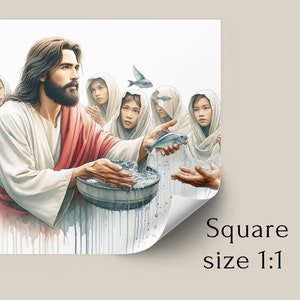 Jesus Feeding 5000 Clipart, Miracle of Jesus, Feeding the Multitude ...