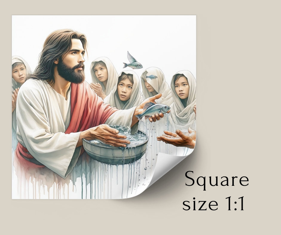 Jesus Feeding 5000 Clipart, Miracle of Jesus, Feeding the Multitude ...