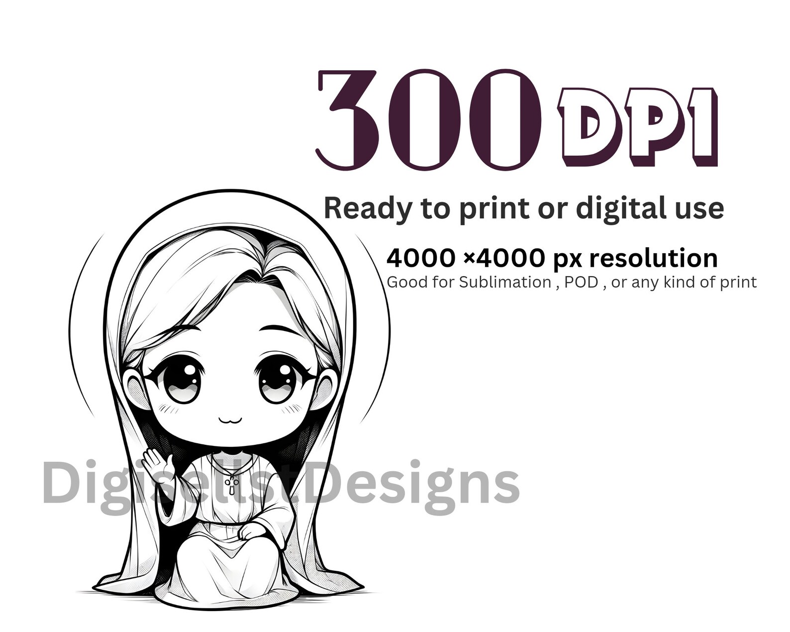 Mother Mary Coloring Page Clipart , Printable Coloring Book Page ...