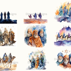 Three Wise Men Clipart, Watercolor Three Kings Clipart , 3 Magi ...