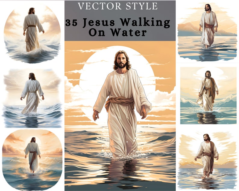 Jesus Walking on Water Design , Jesus Holy Miracle Clipart , Vector ...