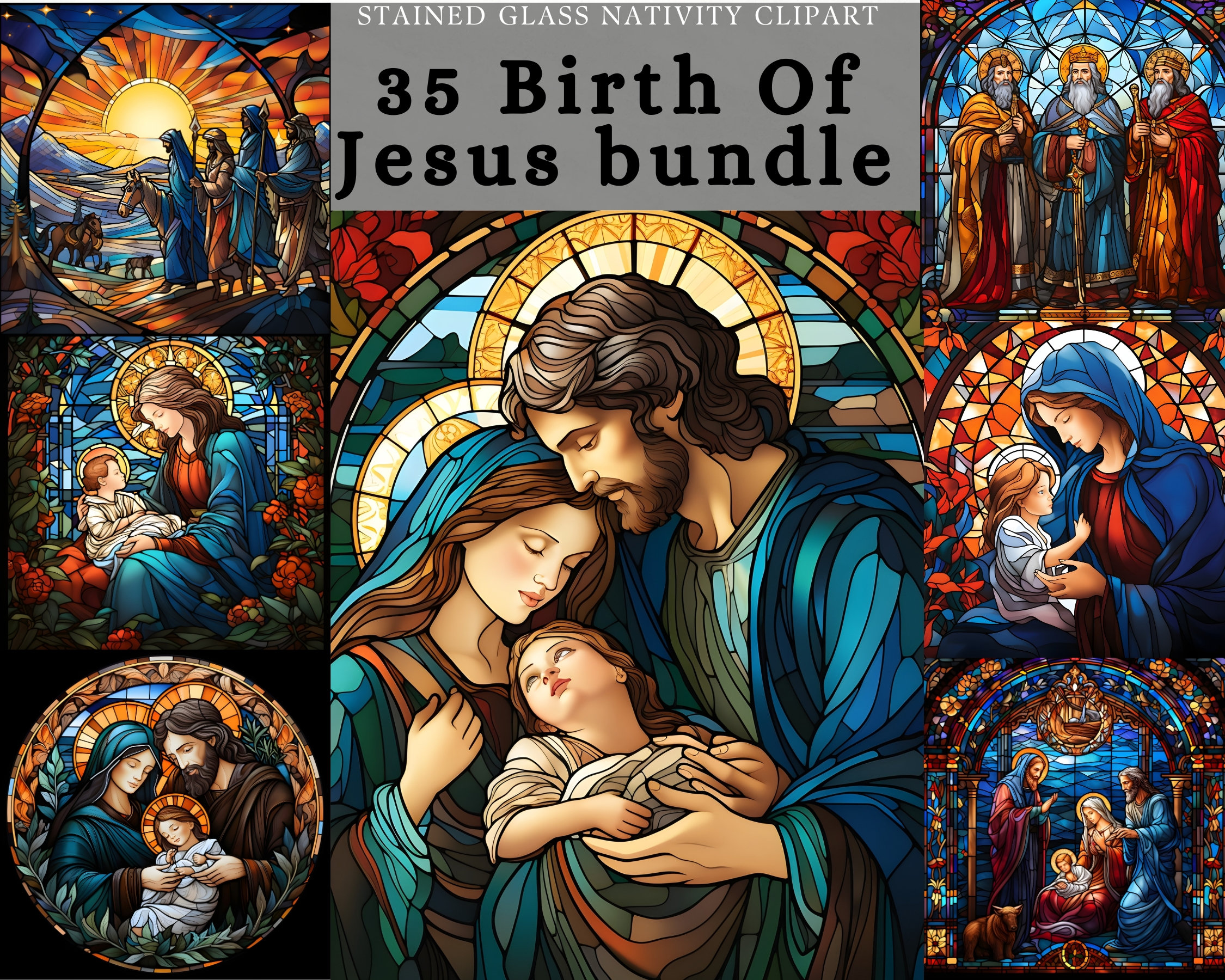 Nativity Stained Glass Art Prints