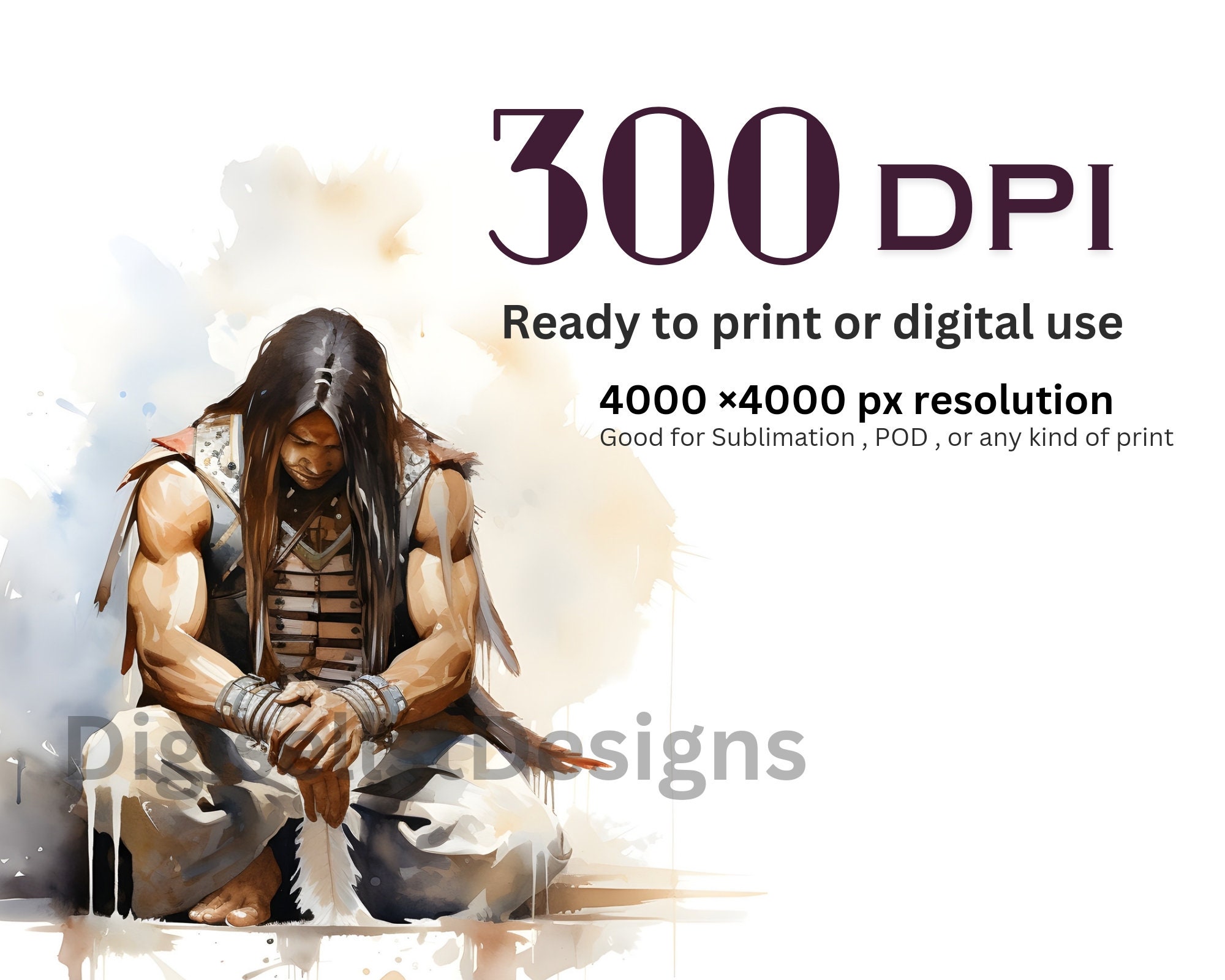 Warrior Praying Clipart: Religious Watercolor PNG Design (digital ...