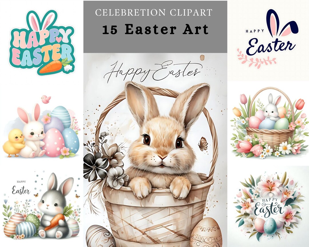 Happy Easter Clipart Pack: Festive Graphics (JPG) - Etsy