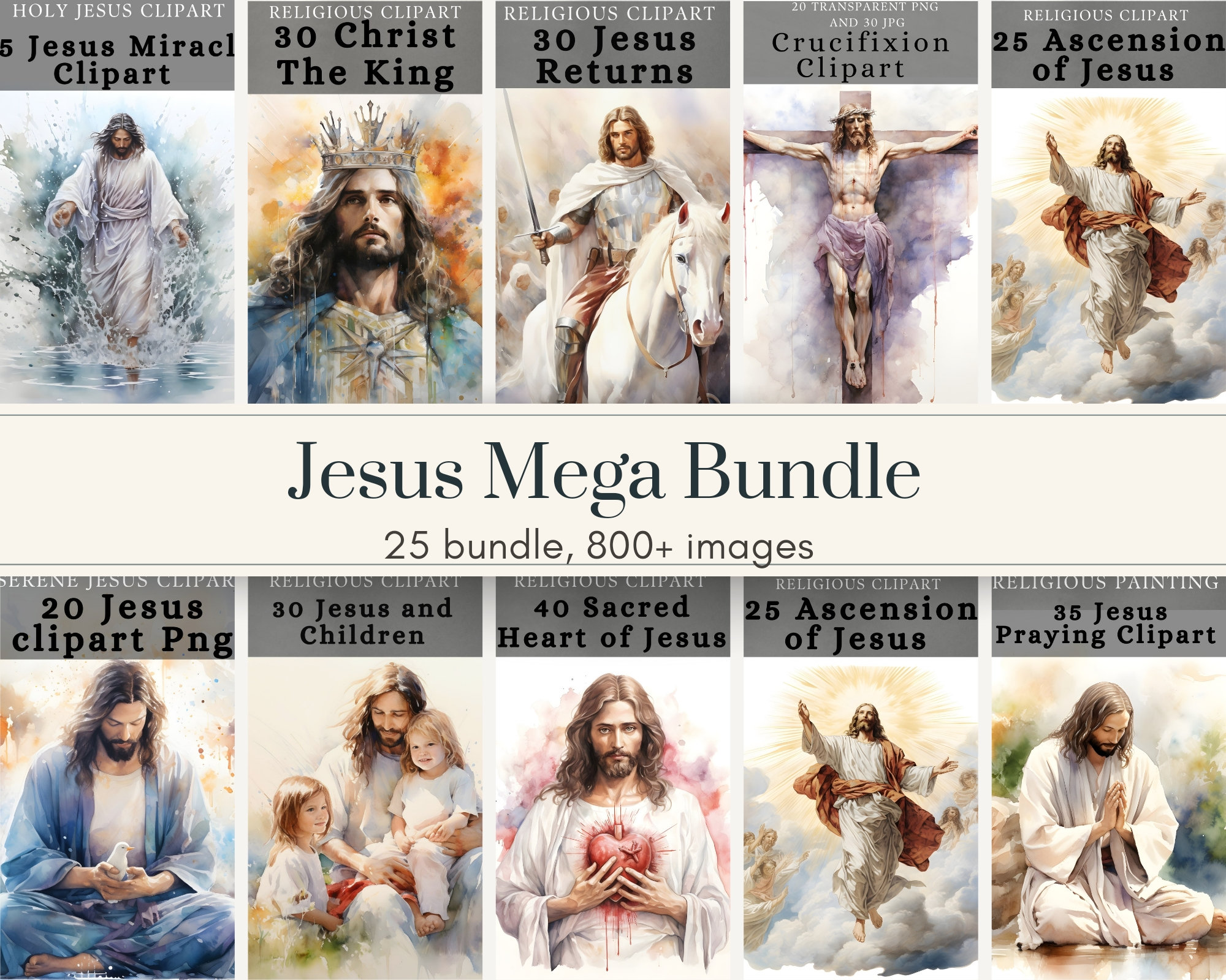 Jesus Mega Bundle Clipart, Christian Megabundle Digital Print ...