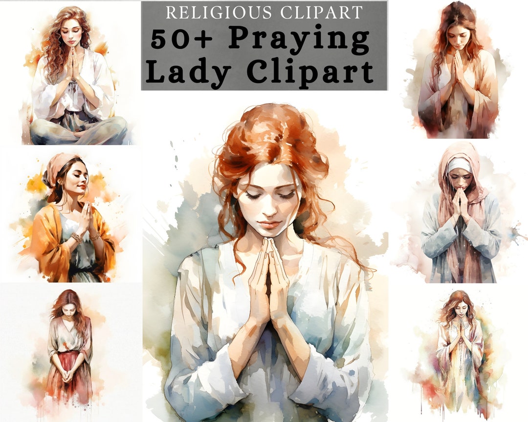 Praying Lady Clipart , Religious Lady Watercolor , Girl Praying to God ...
