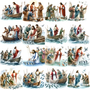 Miraculous Catch of Fish Clipart, Miracles of Jesus , Jesus and ...