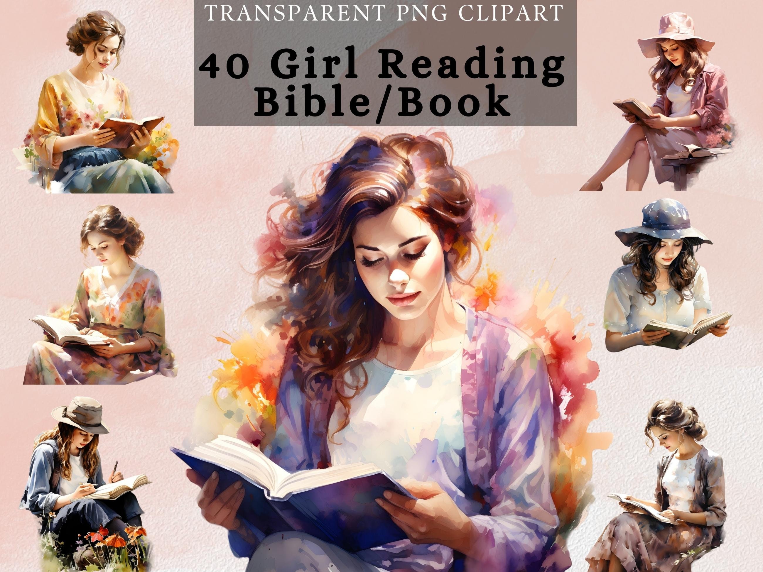 Girl Reading Bible Book Png Clipart, Woman Reading in Transparent ...