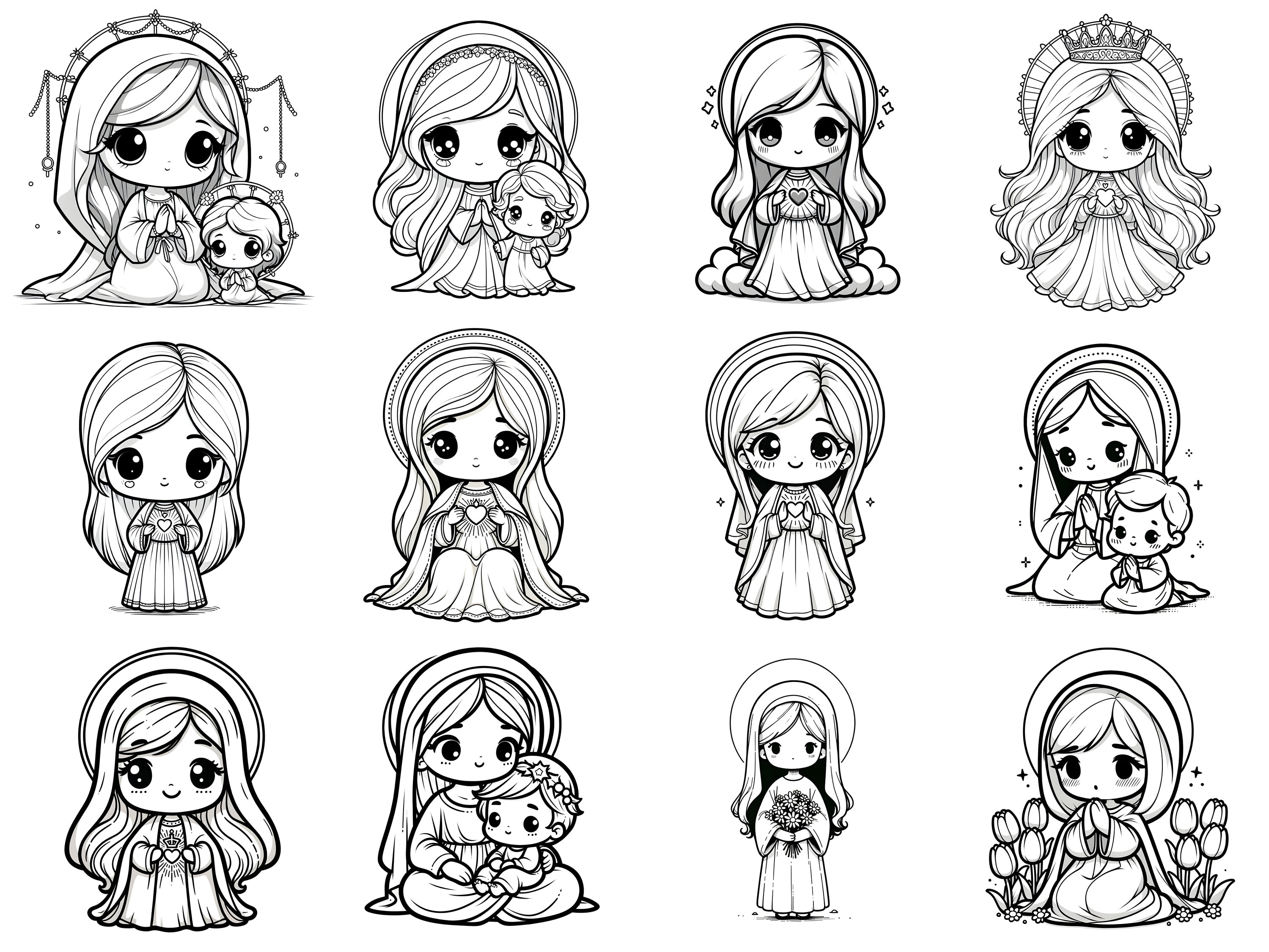 Mother Mary Coloring Page Clipart , Printable Coloring Book Page ...
