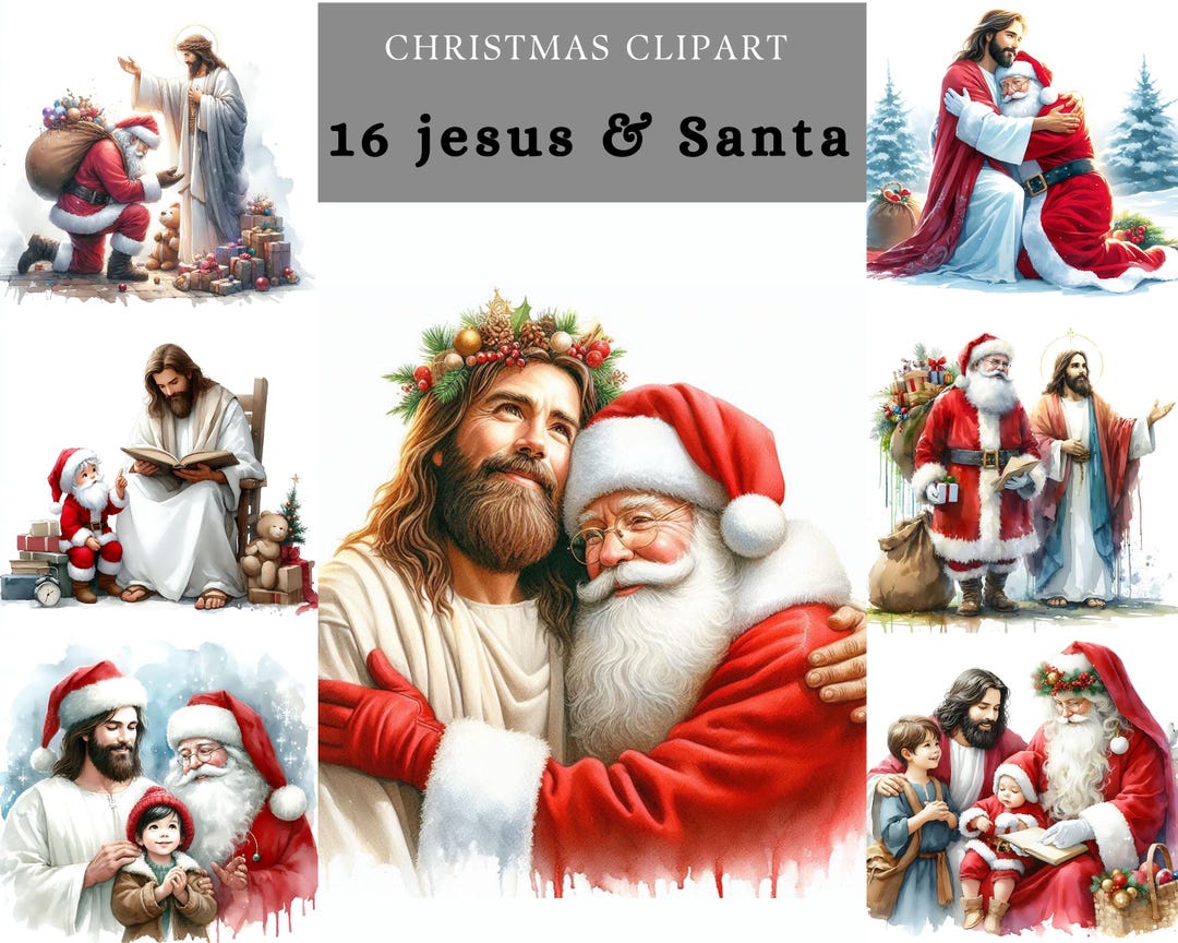 Jesus and Santa Clipart Collection: Holiday Decorations, Invitations ...