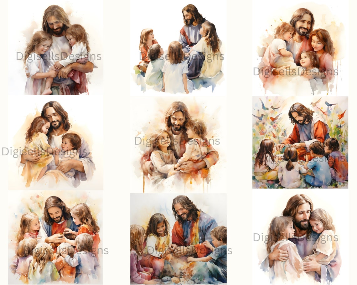 Jesus and Kids Clipart ,jesus With Kids Bundle , Jesus and Children ...