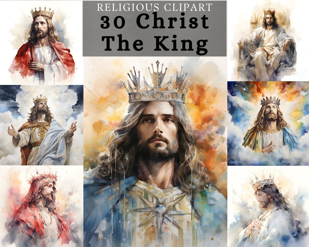 Christ the King Clipart , Jesus the King Painting , Watercolor Jesus on ...