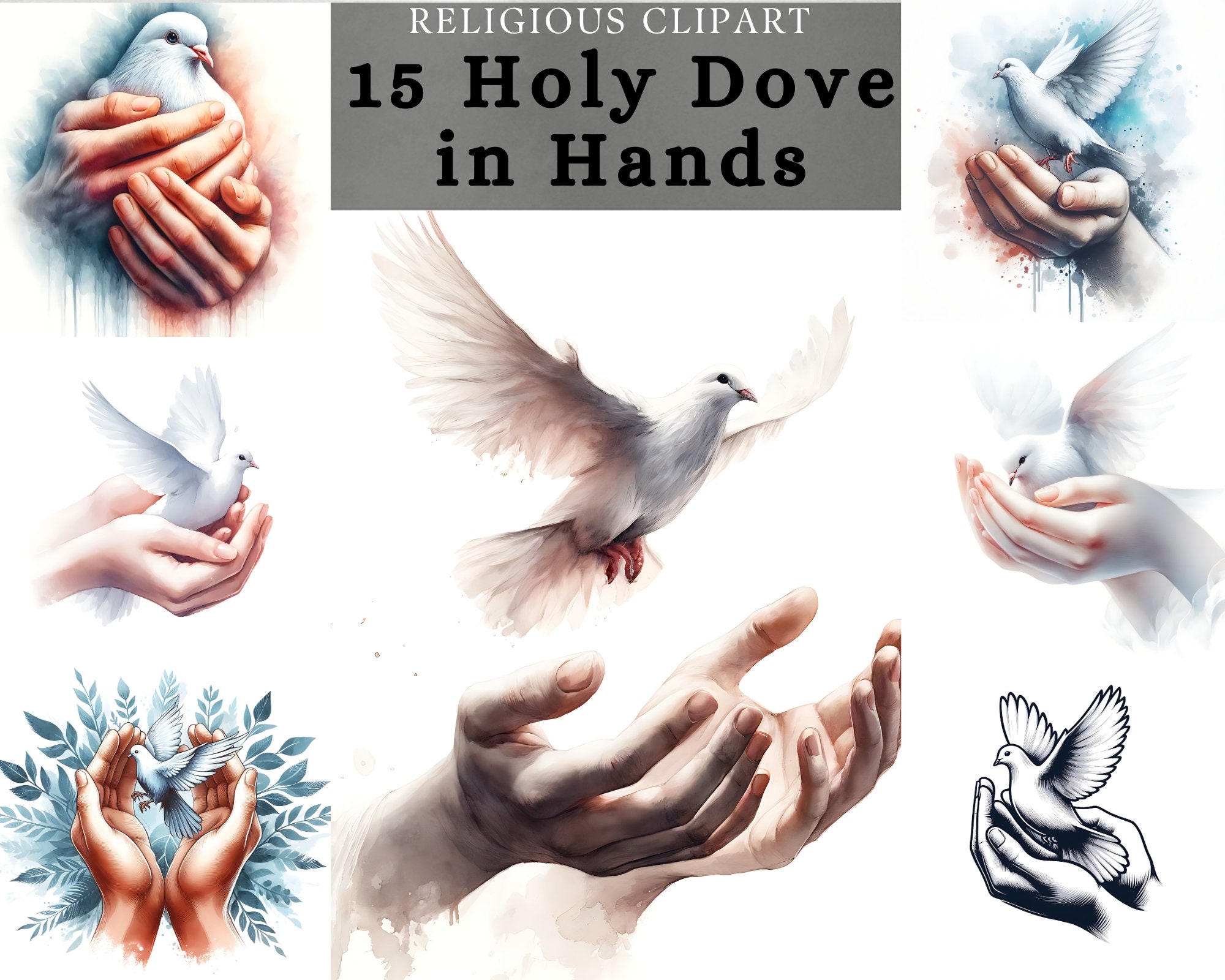 Holy Dove Clipart: Peace Symbol, God Worshipping (JPG Digital Download ...