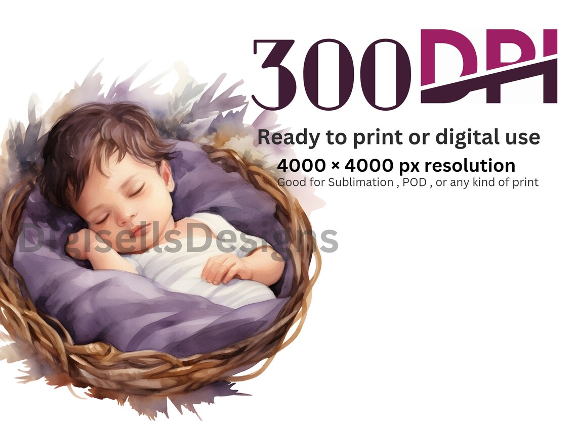 Baby Jesus Manager Clipart , Watercolor Style Newborn Jesus Nativity ...