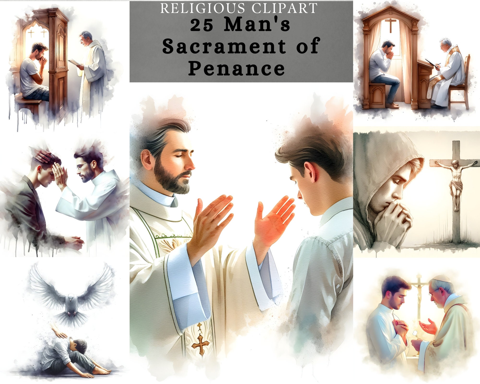 Man's Sacrament of Penance Clipart, Confession of a Man Design ...