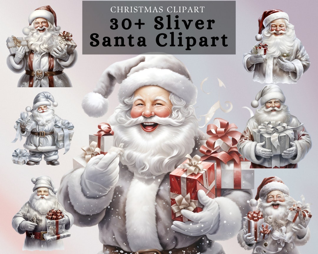 Silver Christmas Santa Clipart , Winter Christmas Santa Clipart PNG ...